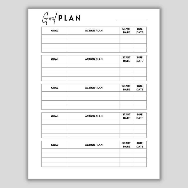 Printable Goal Plan, Goal Tracker, Goal Journal, Goal Planning Template ...