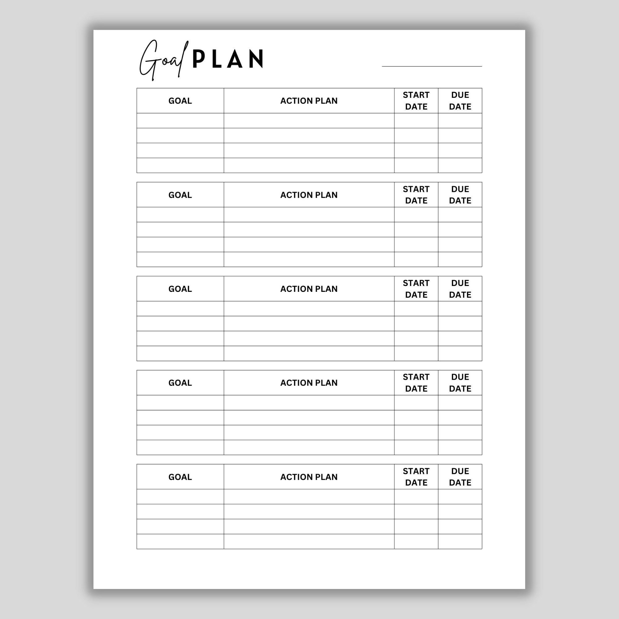 Printable Goal Plan, Goal Tracker, Goal Journal, Goal Planning Template ...