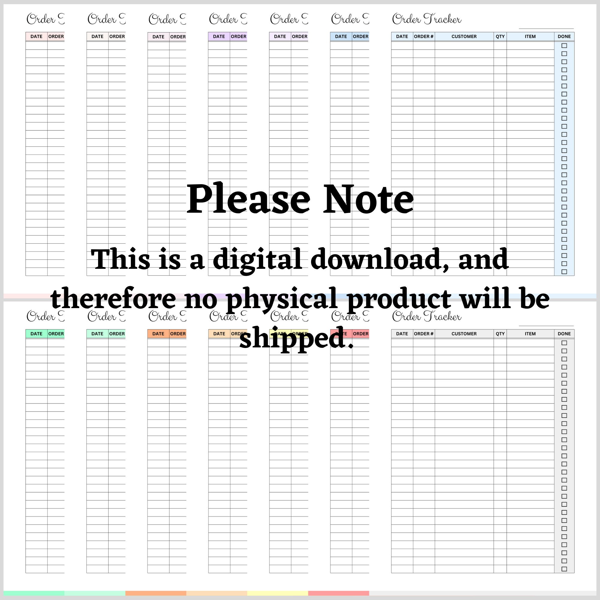 Printable Order Tracker, Order Log, Small Business Template, Financial ...