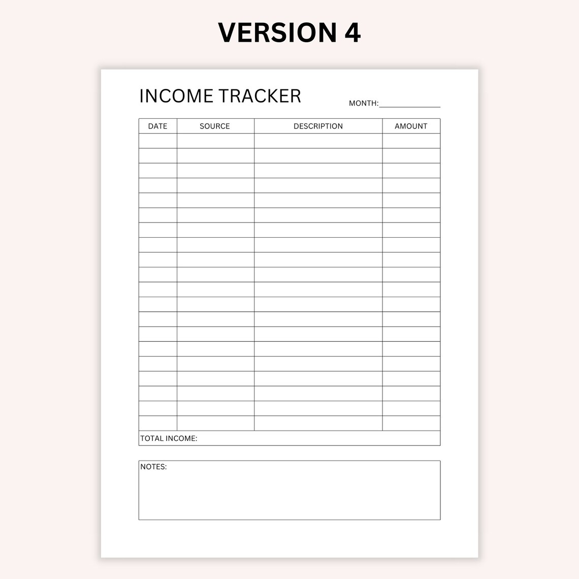 Printable Income Tracker, Money Tracker, Income Template, Income Log ...