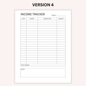 Printable Income Tracker, Money Tracker, Income Template, Income Log ...
