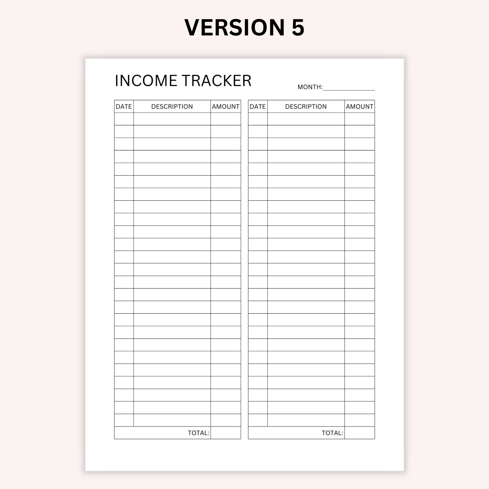 Printable Income Tracker, Money Tracker, Income Template, Income Log ...