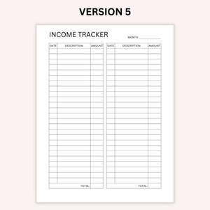 Printable Income Tracker, Money Tracker, Income Template, Income Log ...