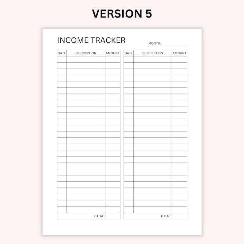 Printable Income Tracker, Money Tracker, Income Template, Income Log ...