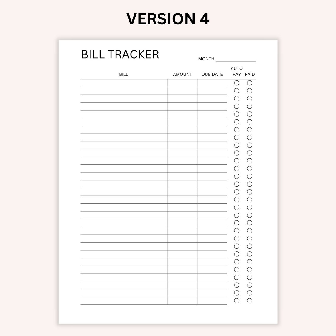 Printable Bill Tracker, Yearly Bill Payment, Expense Tracker, Bill Log ...