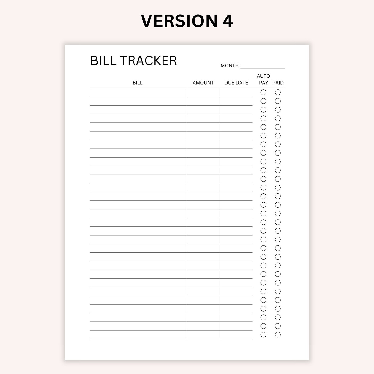 Printable Bill Tracker, Yearly Bill Payment, Expense Tracker, Bill Log ...