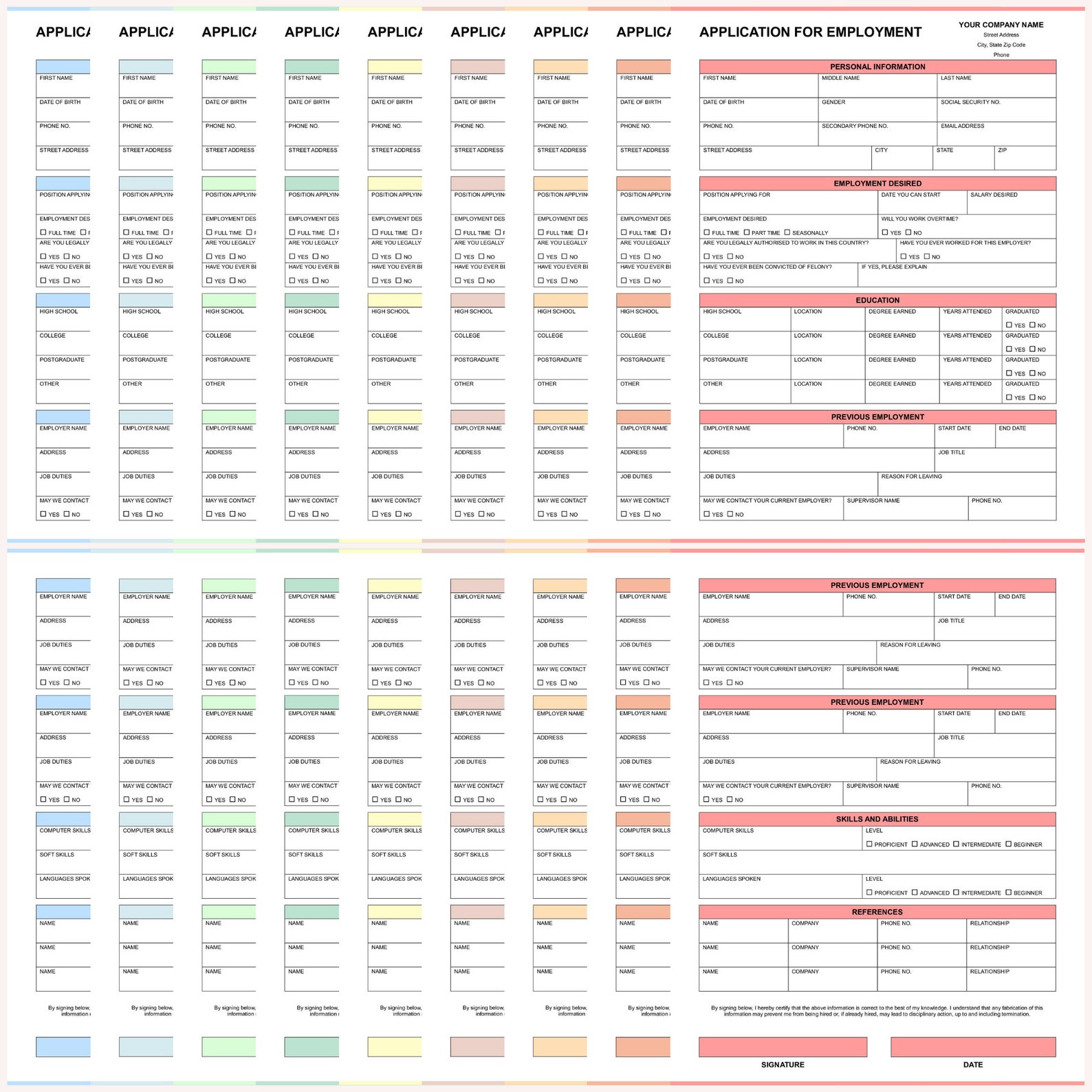 Editable Job Application Template, Printable Application for Employment ...