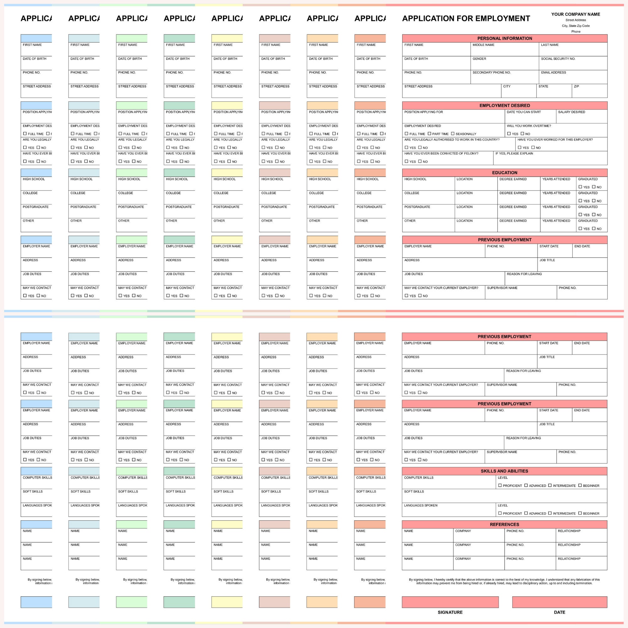 Editable Job Application Template, Printable Application for Employment ...