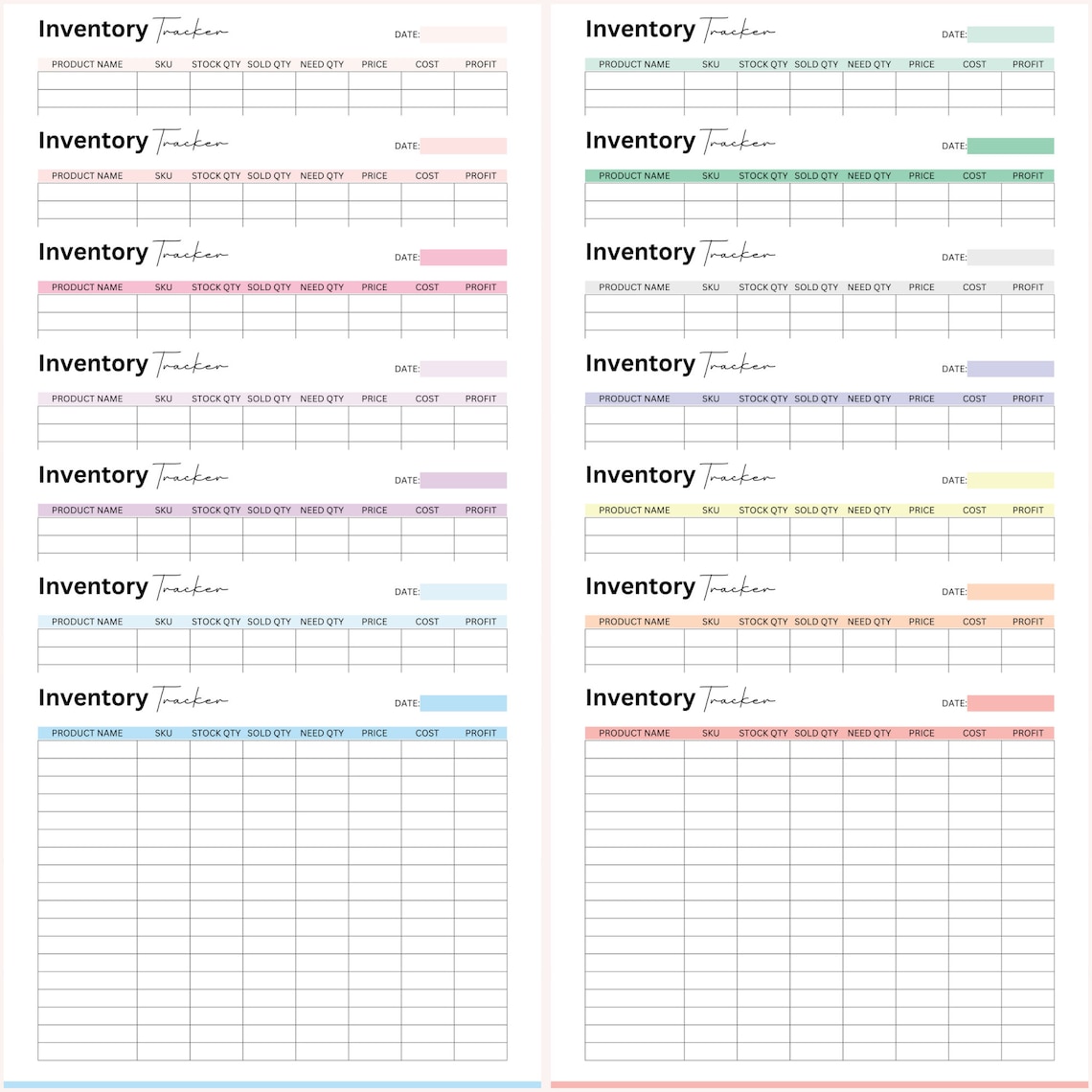 Printable Inventory Tracker, Inventory Log, Product Inventory ...