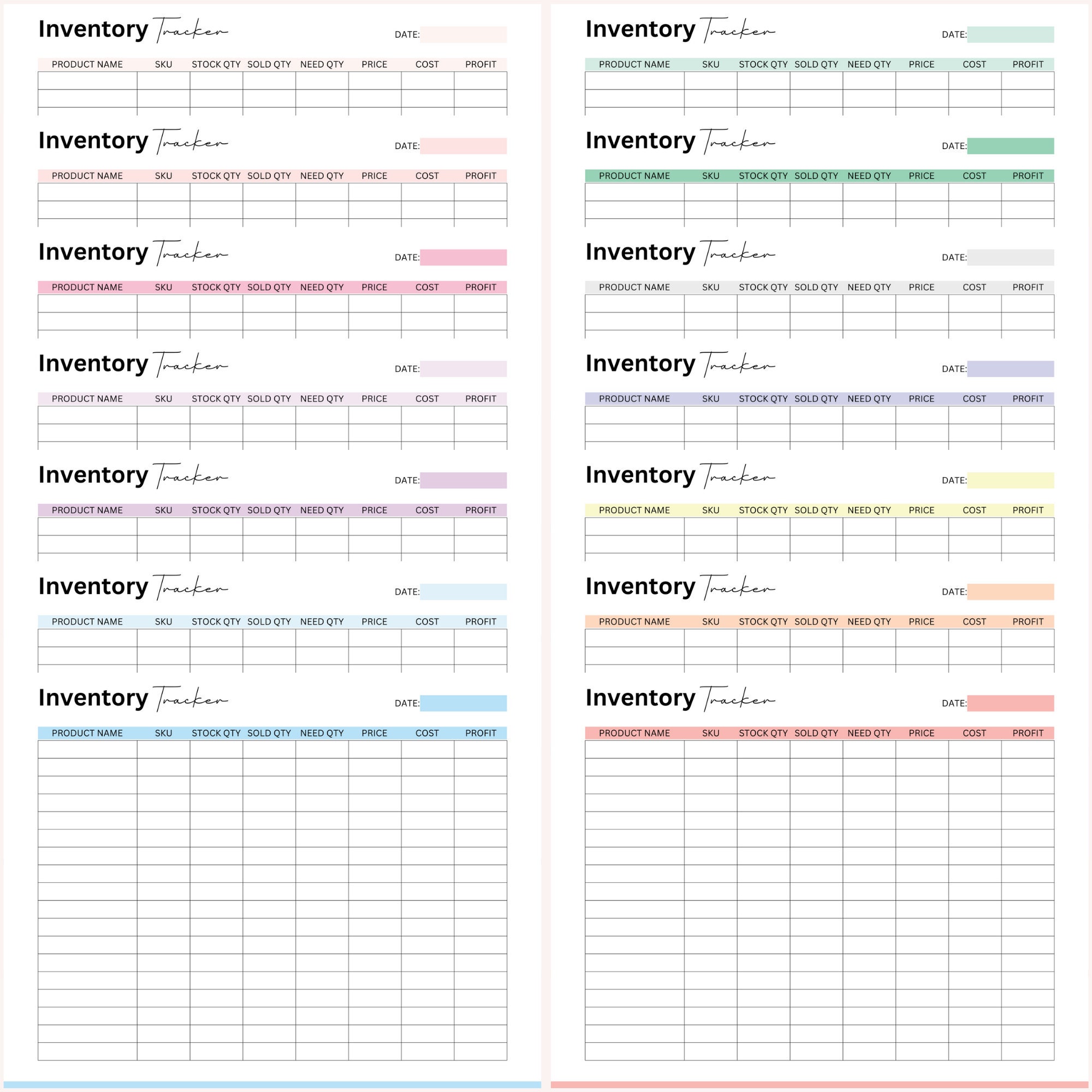 Printable Inventory Tracker, Inventory Log, Product Inventory ...