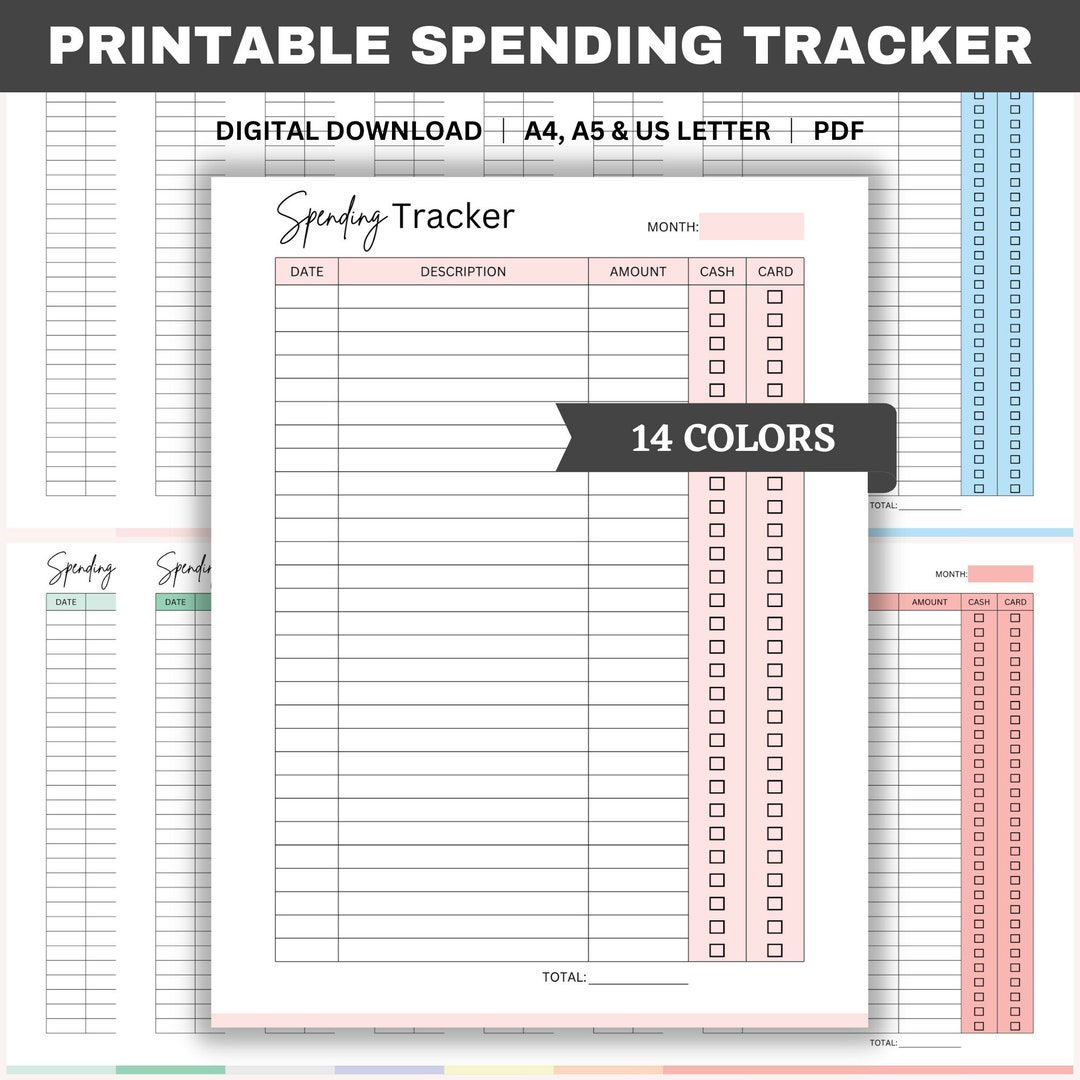 Printable Spending Tracker, Spending Log, Spending Journal, Money ...