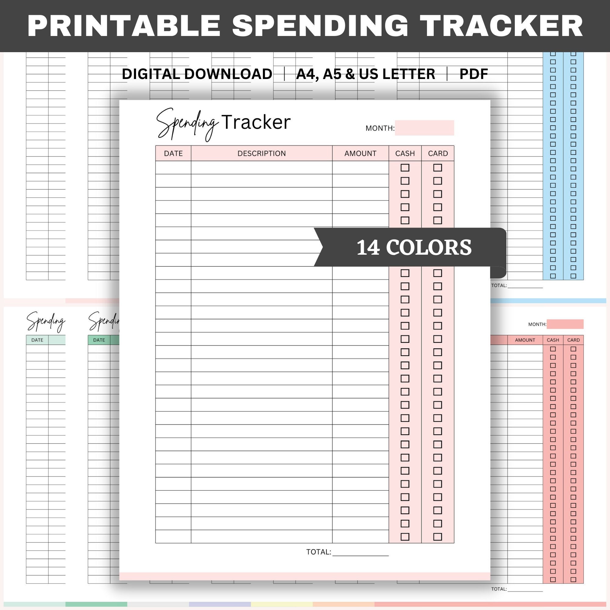 Printable Spending Tracker, Spending Log, Spending Journal, Money ...