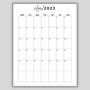 Printable 2023 Monthly Calendar, Year Calendar, Minimalist Calendar ...