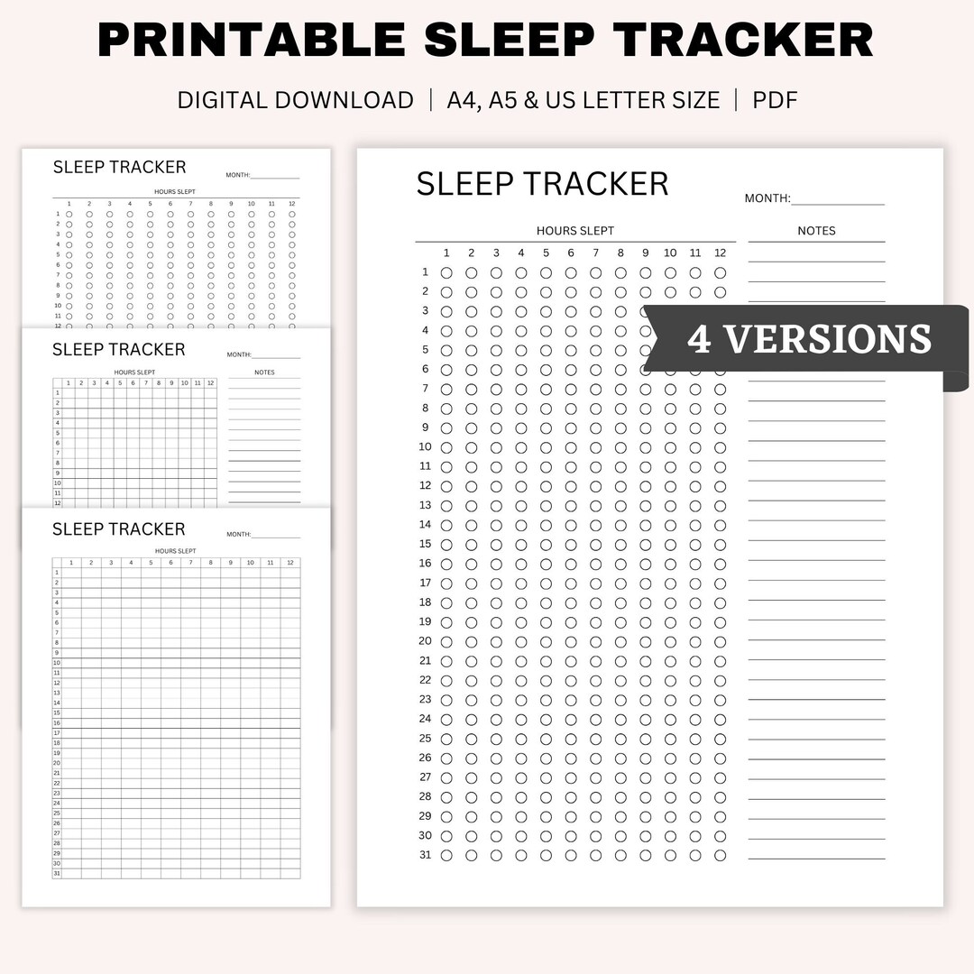 Printable Sleep Tracker, Sleep Diary, Sleep Chart, Sleep Journal, Daily ...