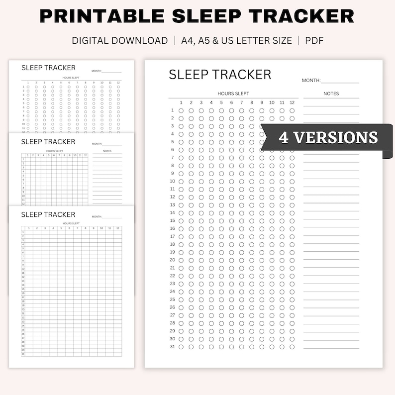 Printable Sleep Tracker, Sleep Diary, Sleep Chart, Sleep Journal, Daily ...