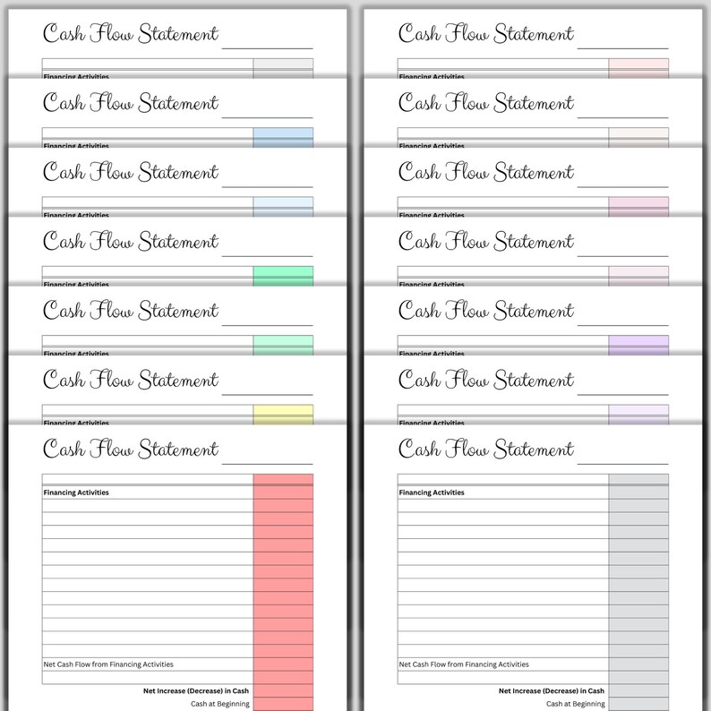 Printable Cash Flow Statement, Income, Expenses, Assets, Liabilities ...