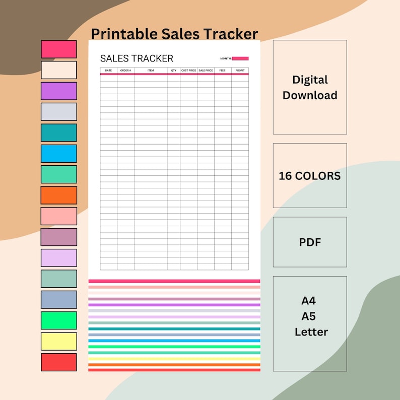 Printable Sales Tracker, Small Business, Order Tracker, Business Sales ...