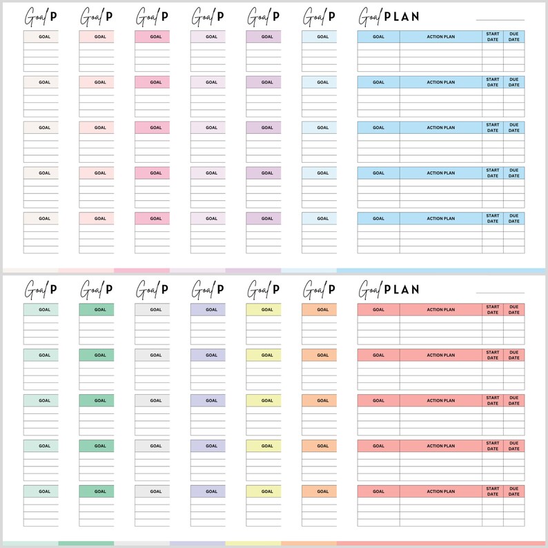Printable Goal Plan, Goal Tracker, Goal Journal, Goal Planning Template ...