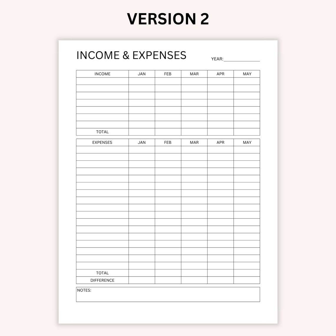 Printable Income & Expenses Tracker, Spending Tracker, Money Tracker ...