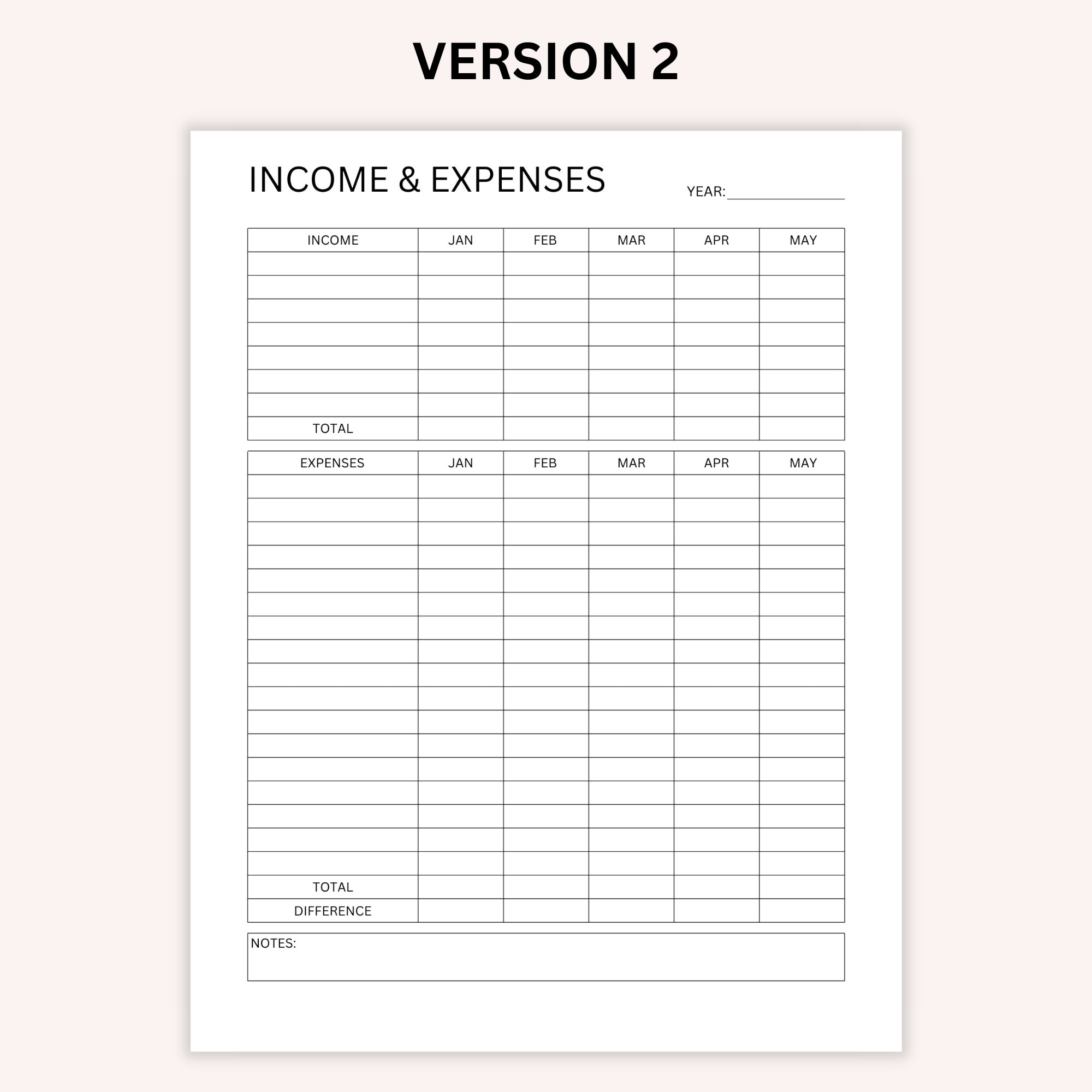 Printable Income & Expenses Tracker, Spending Tracker, Money Tracker ...