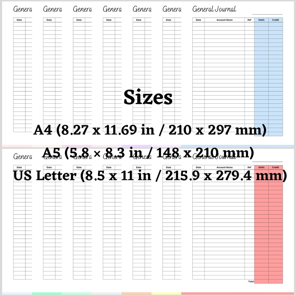 Printable General Journal, Accounting Ledger for Small Business, Log ...