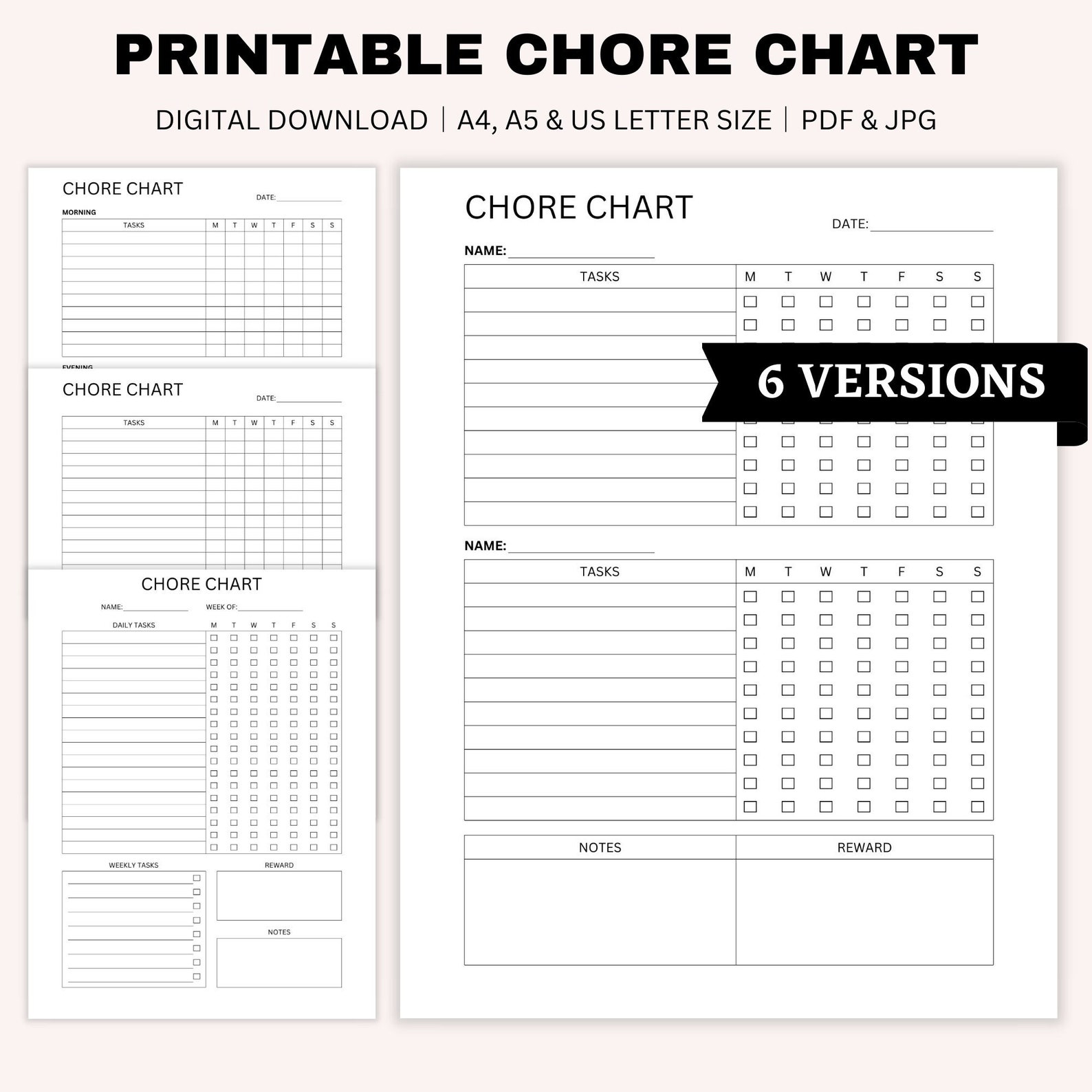 Printable Chore Chart, to Do List, Kids Routine Chart, Chore Checklist ...