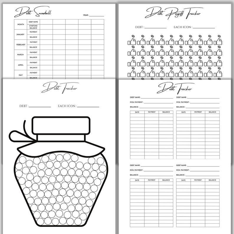 Printable Debt Tracker Bundle of 11, Debt Payment Tracker, Debt Payoff ...