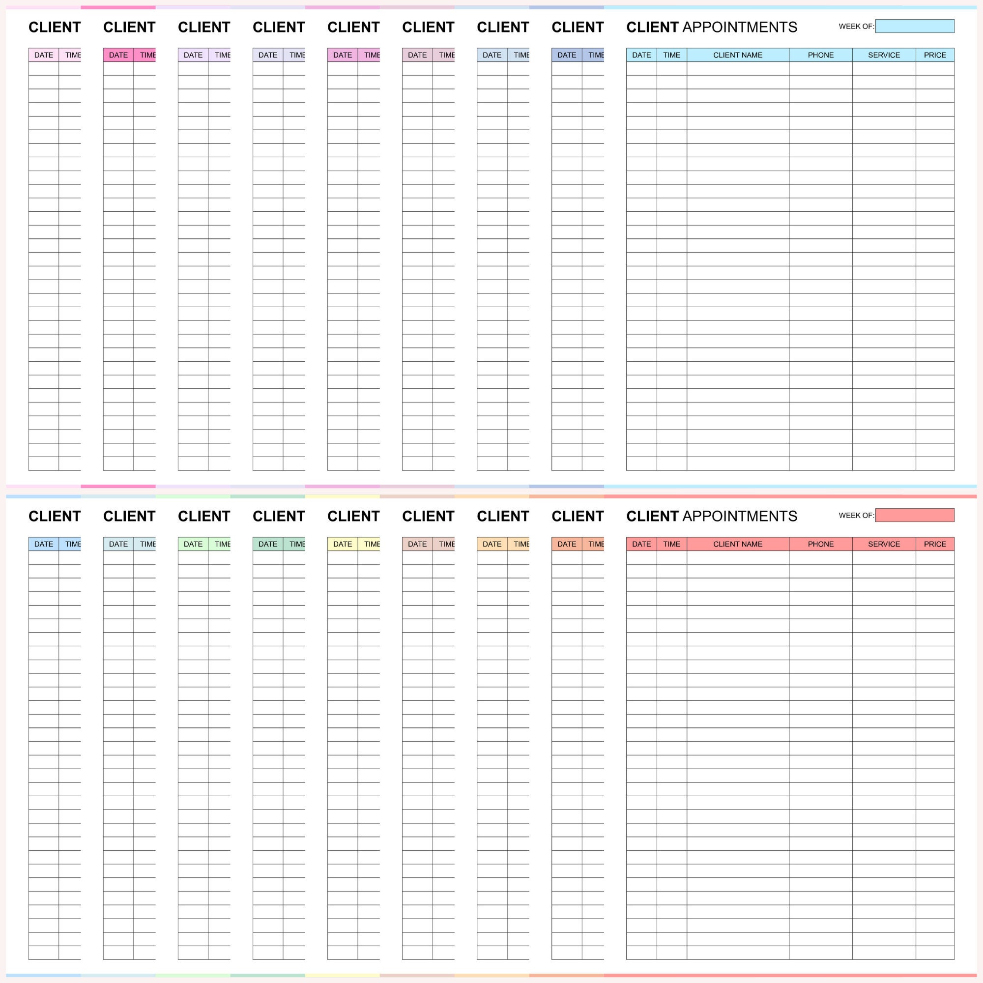 Editable Client Appointment Tracker, Printable Appointment Reminder ...