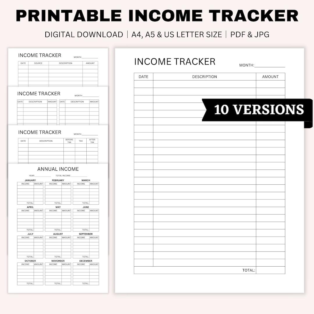 Printable Income Tracker, Money Tracker, Income Template, Income Log ...