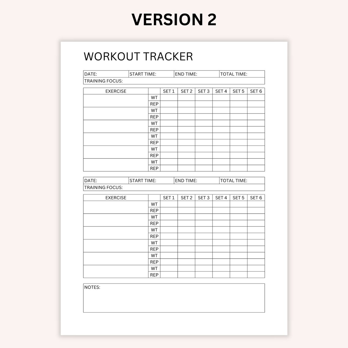Printable Workout Tracker, Daily Workout Planner, Fitness Planner ...