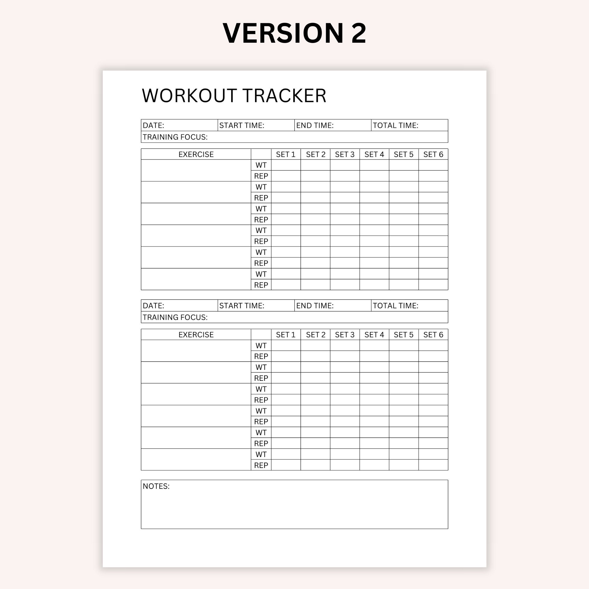 Printable Workout Tracker, Daily Workout Planner, Fitness Planner ...