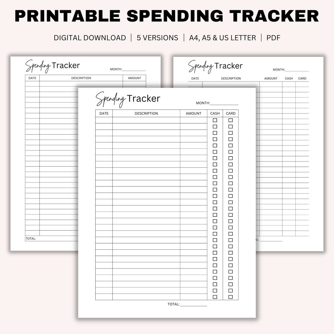 Printable Spending Tracker, Money Tracker, Expense Tracker, Purchase ...