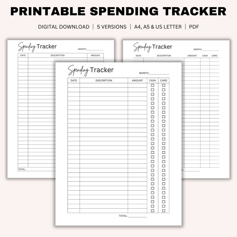 Printable Spending Tracker, Money Tracker, Expense Tracker, Purchase ...