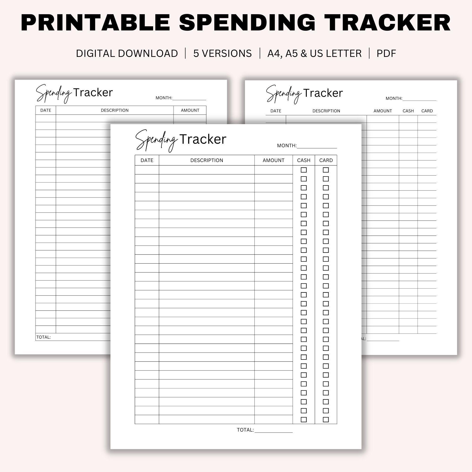 Printable Spending Tracker, Money Tracker, Expense Tracker, Purchase ...