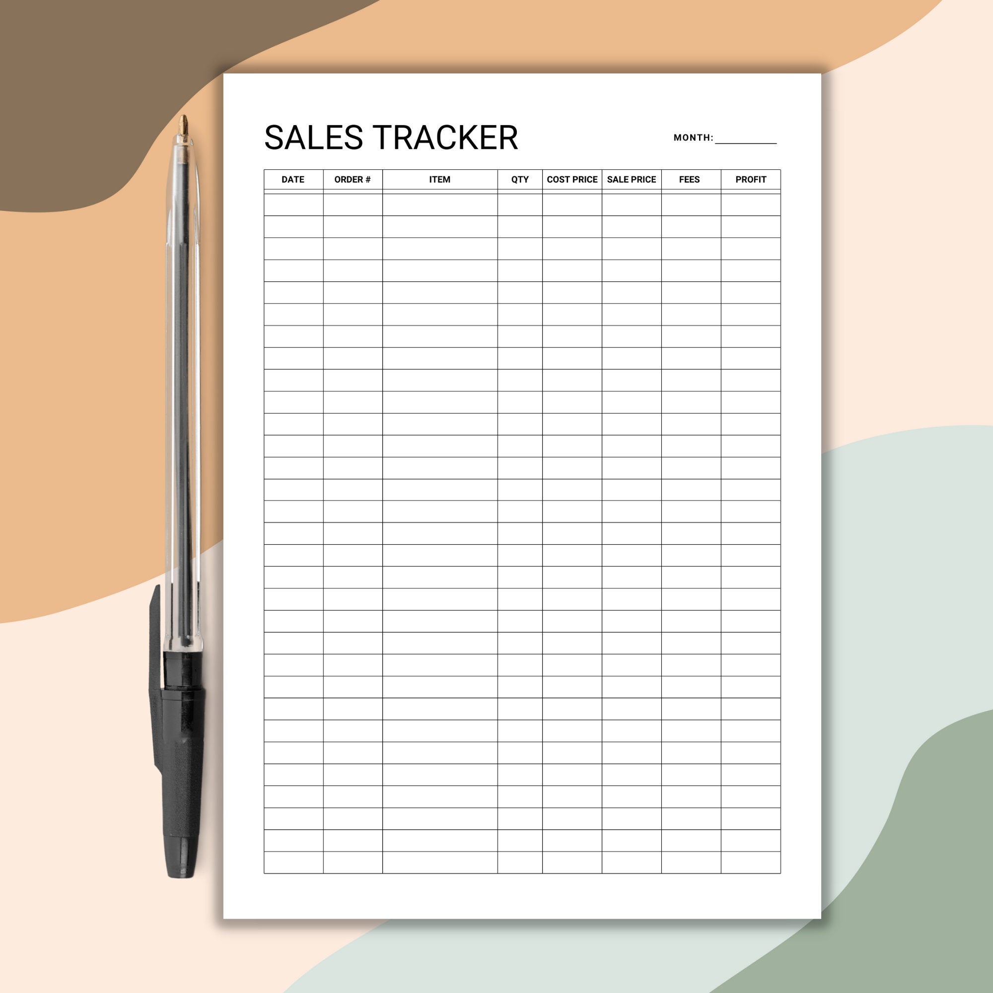 Printable Sales Tracker, Small Business, Order Tracker, Business Sales ...