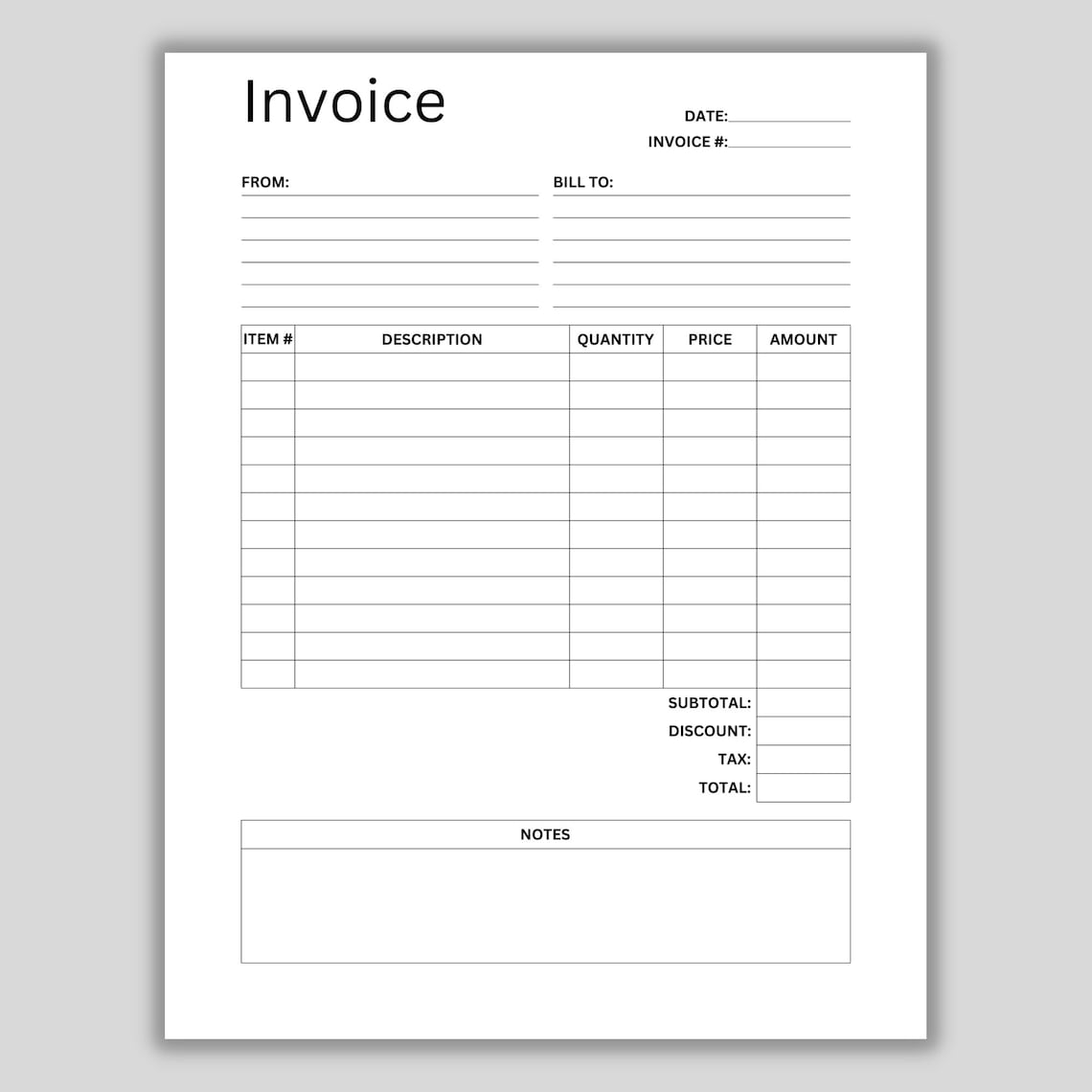 Printable Invoice, Small Business Template, Invoice Template, Payment ...