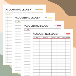 Printable Accounting Ledger, Log for Credits and Debits, General Ledger ...