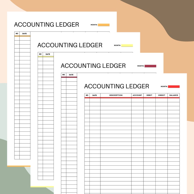 Printable Accounting Ledger, Log for Credits and Debits, General Ledger ...
