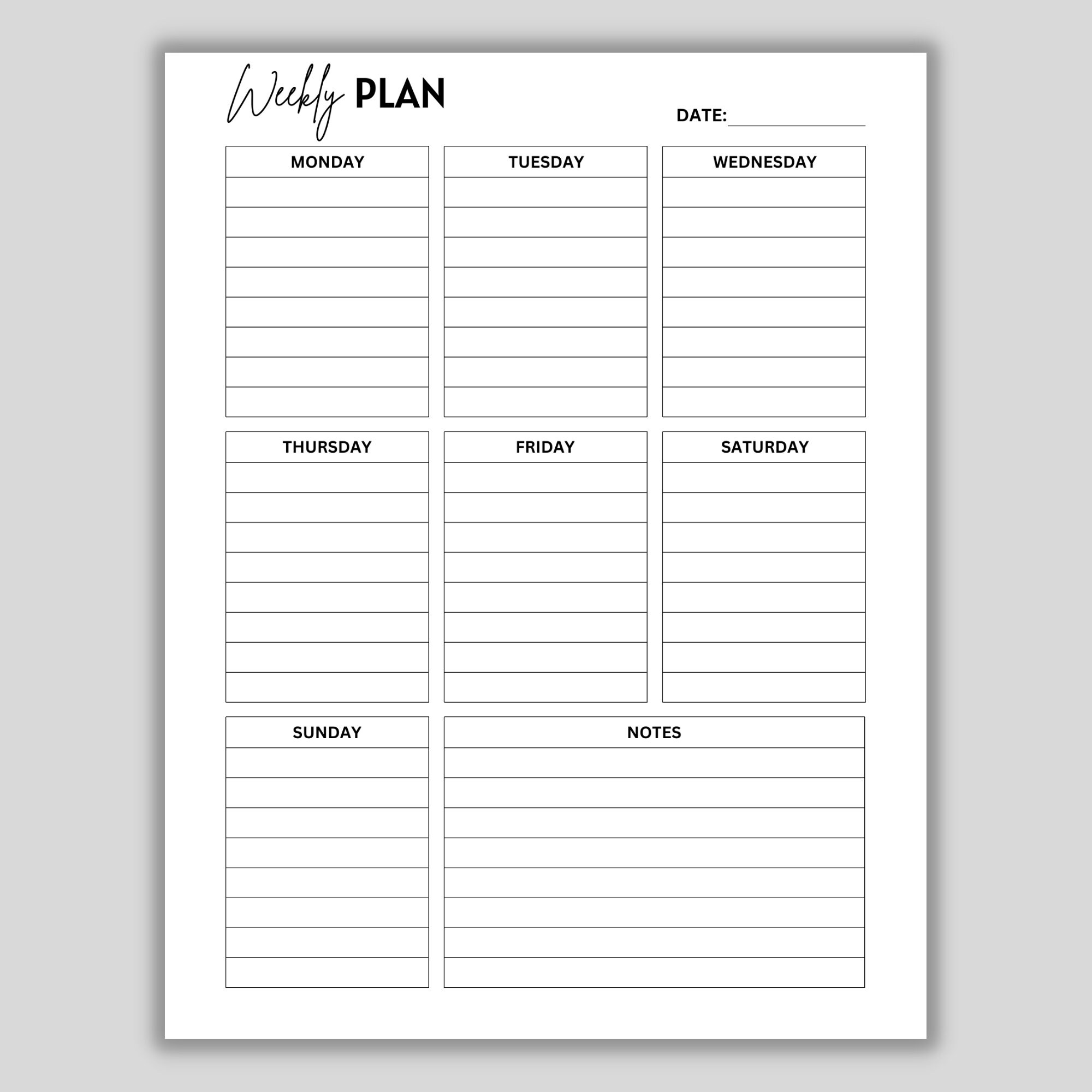 Printable Weekly Plan, Daily Planner, Weekly Schedule, Weekly Organizer ...
