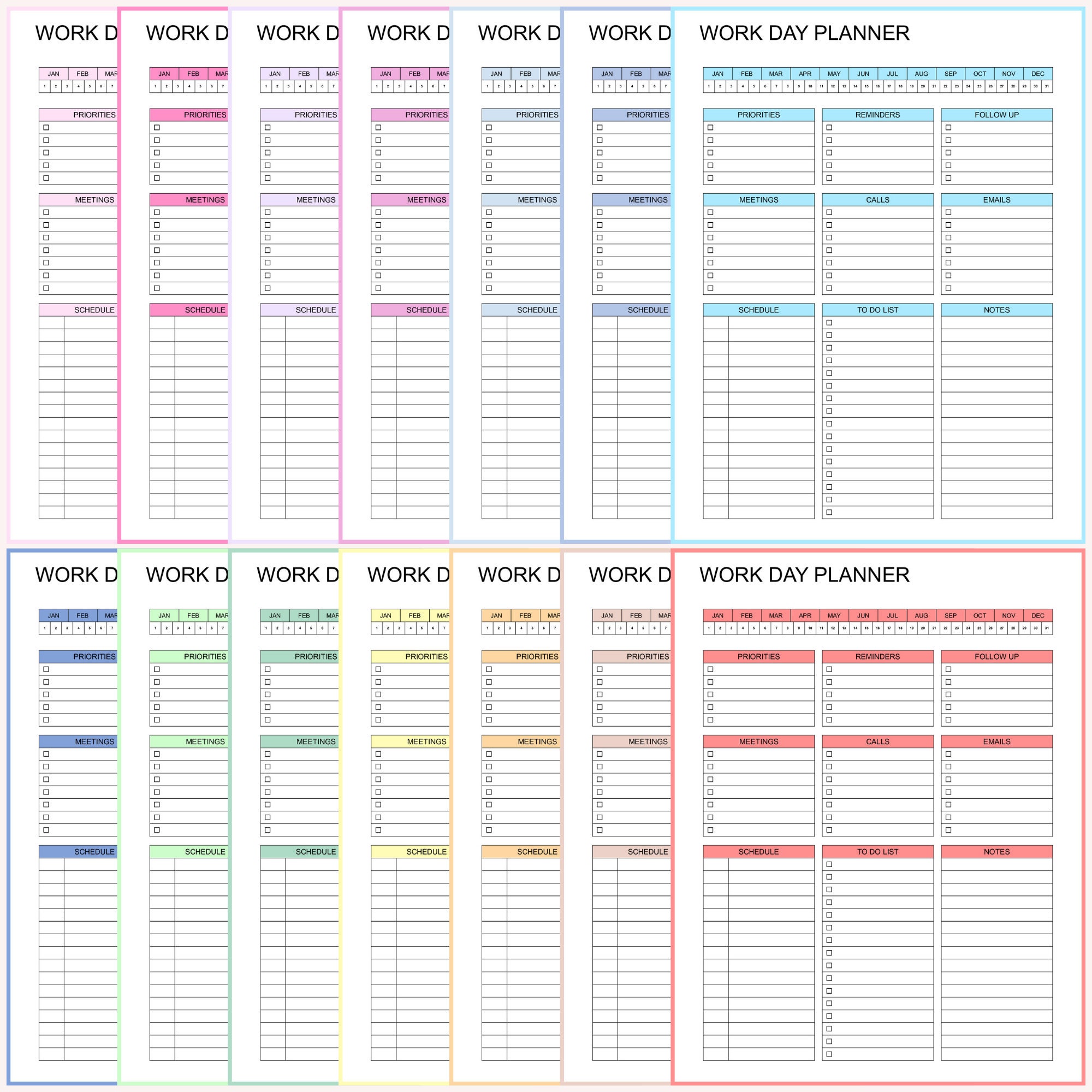 Work Day Planner Editable, Work Log, to Do List, Office Organizer ...