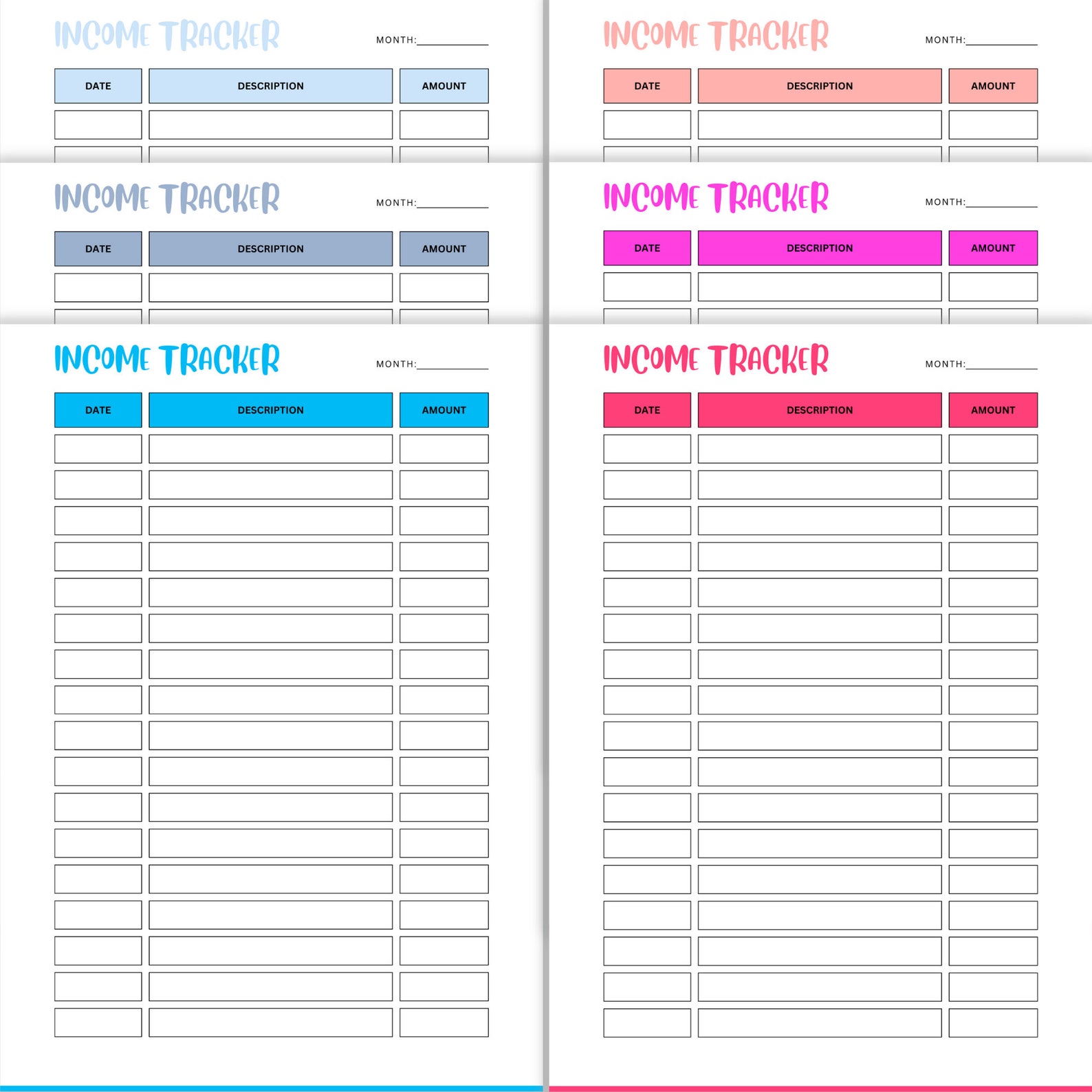 Printable Income Tracker, Monthly Budget Income Sheet, Finance Planer ...