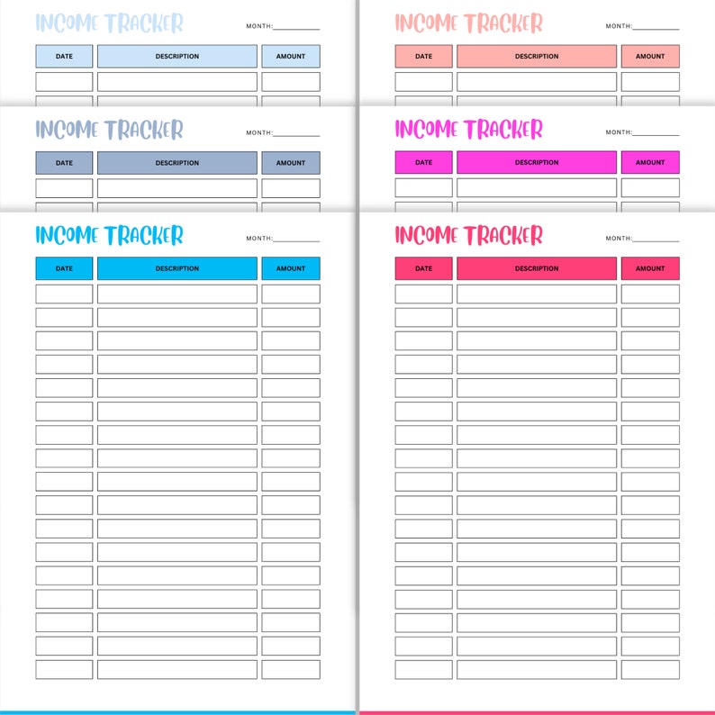 Printable Income Tracker, Monthly Budget Income Sheet, Finance Planer ...