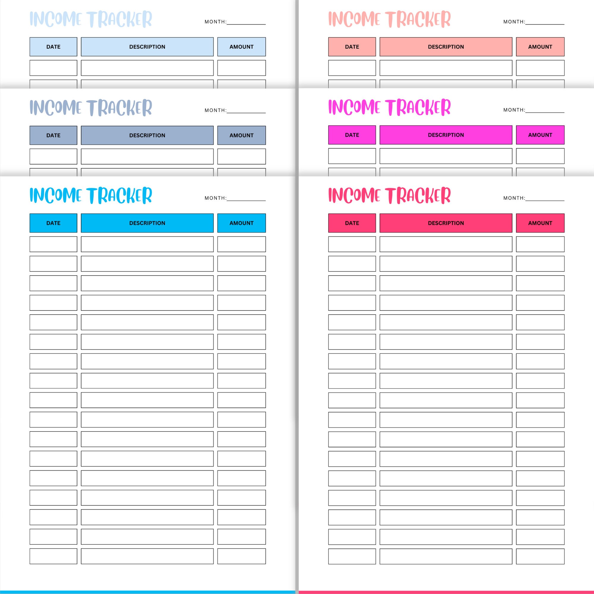 Printable Income Tracker, Monthly Budget Income Sheet, Finance Planer ...
