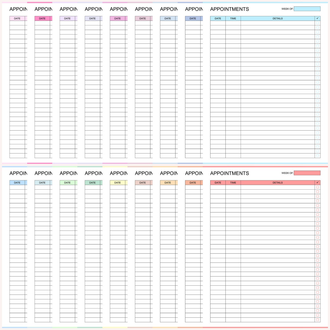 Editable Appointment Tracker, Printable Appointment Diary, Meeting ...