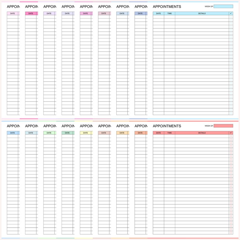 Editable Appointment Tracker, Printable Appointment Diary, Meeting ...