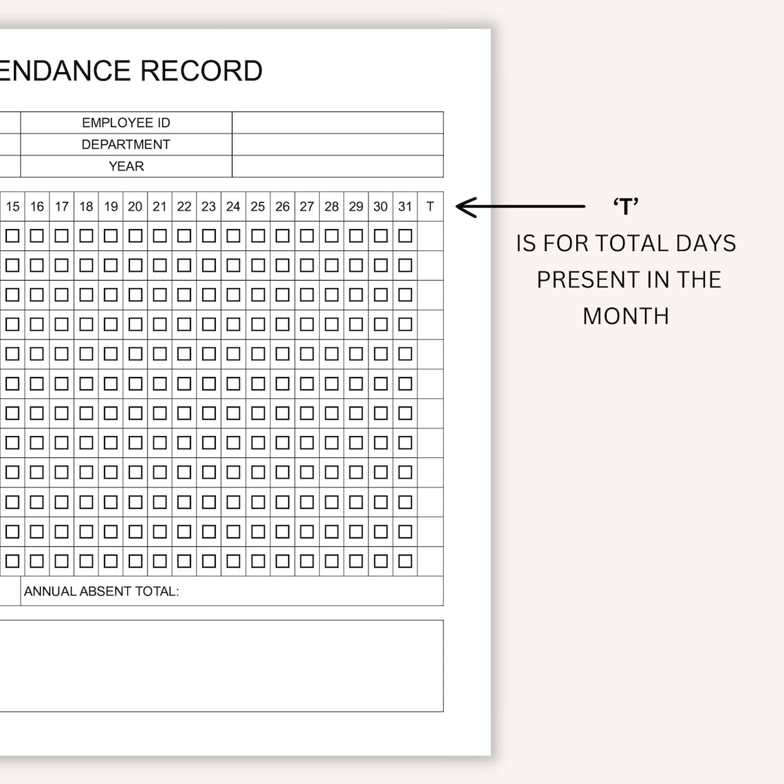 Editable Employee Attendance Record, Printable Absence Tracker ...