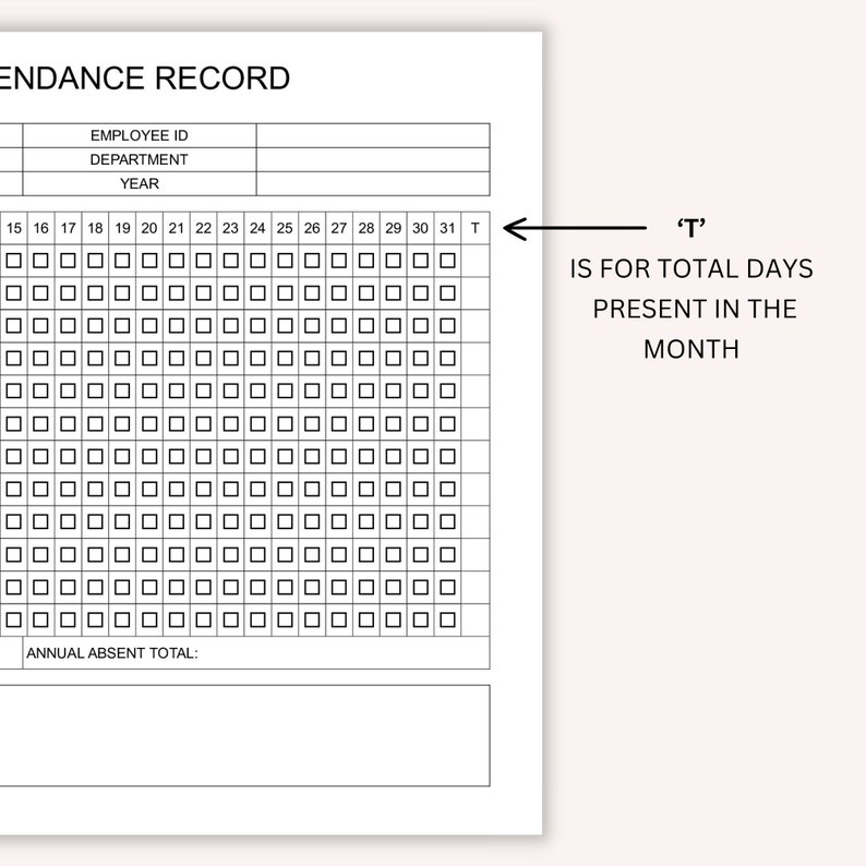 Editable Employee Attendance Record, Printable Absence Tracker ...