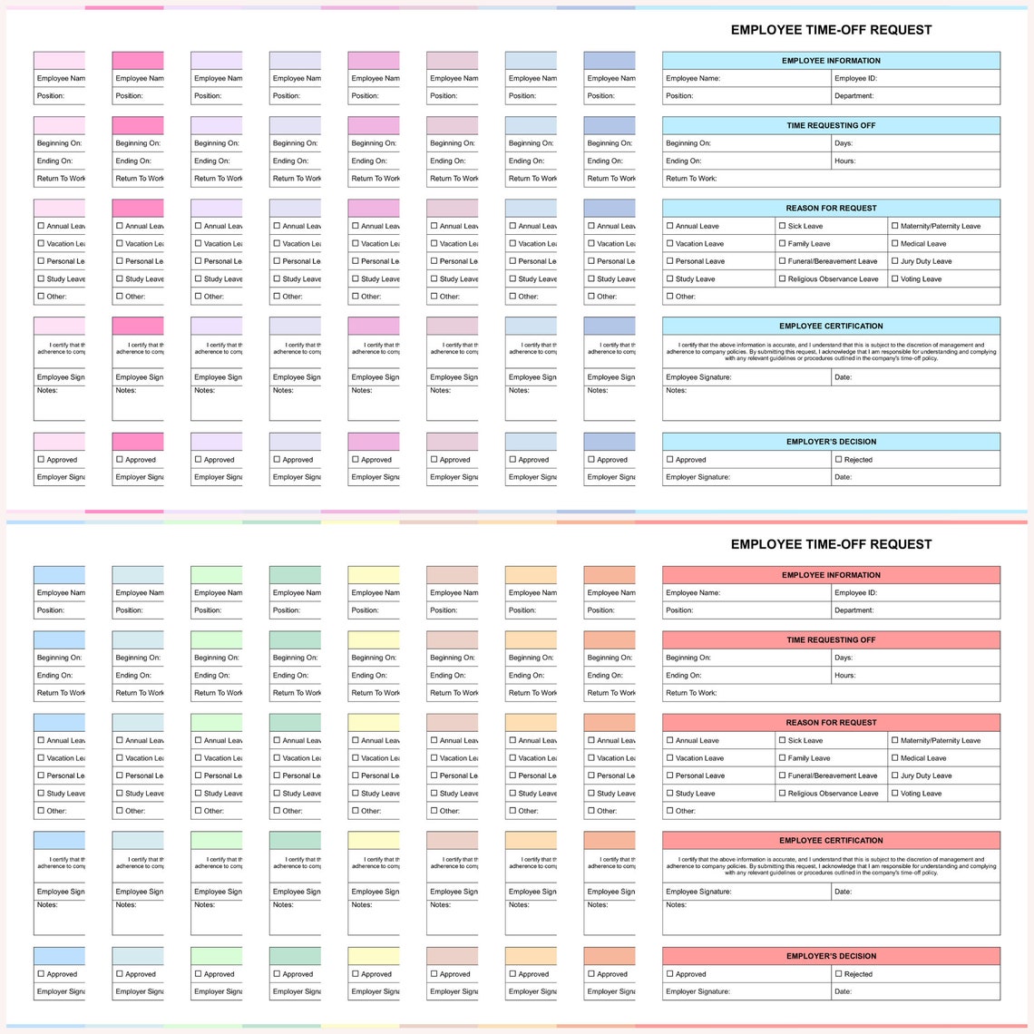 Editable Employee Time-off Request Template, Printable Vacation Request ...