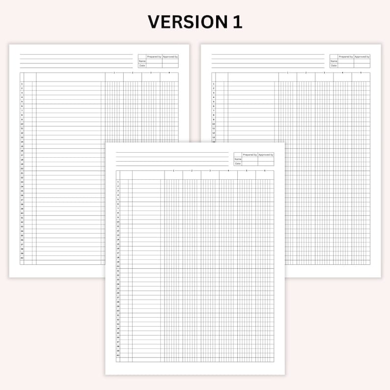 Printable Blank Accounting Ledger, Money Ledger, Bookkeeping, General ...