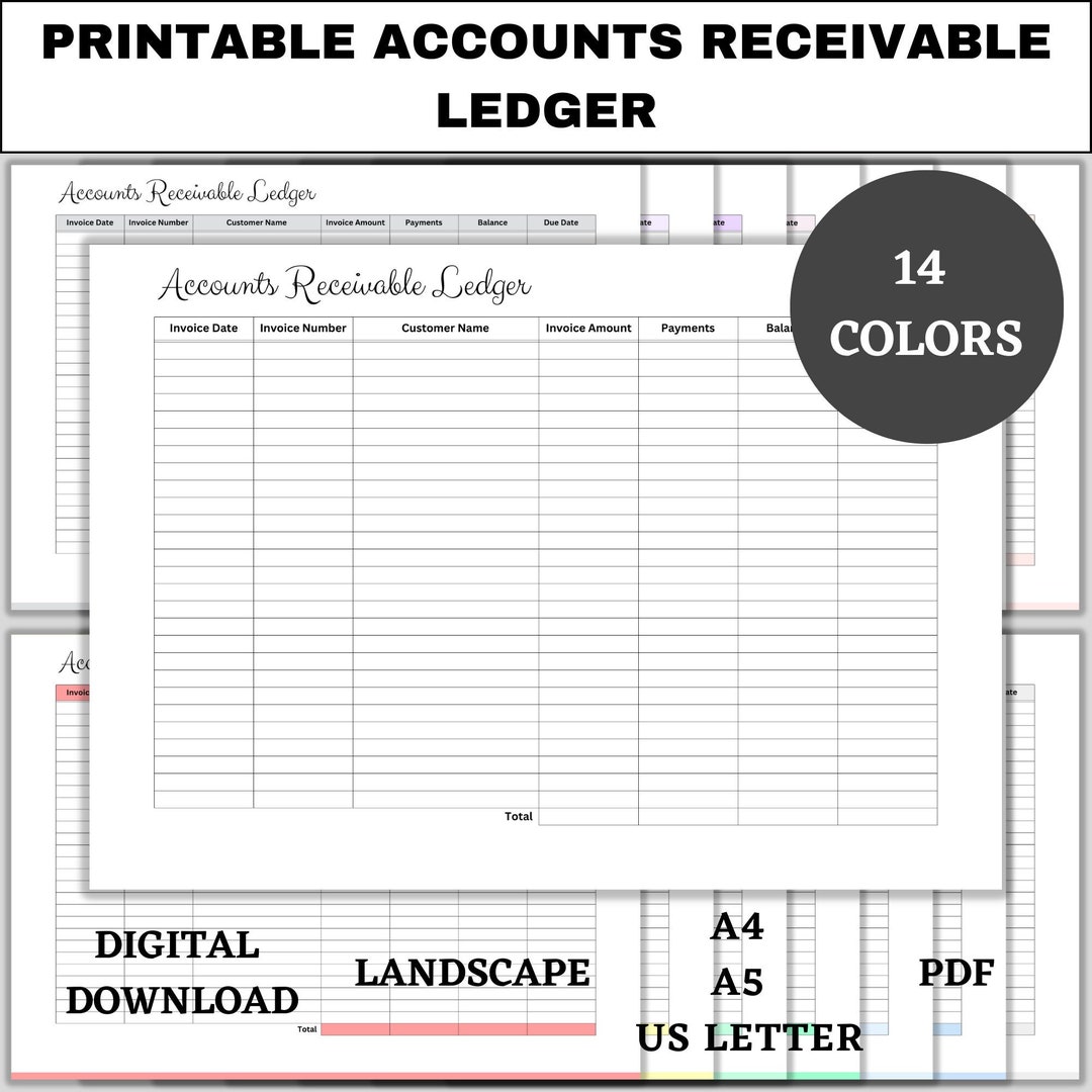 Printable Accounts Receivable Ledger, Small Business Template ...
